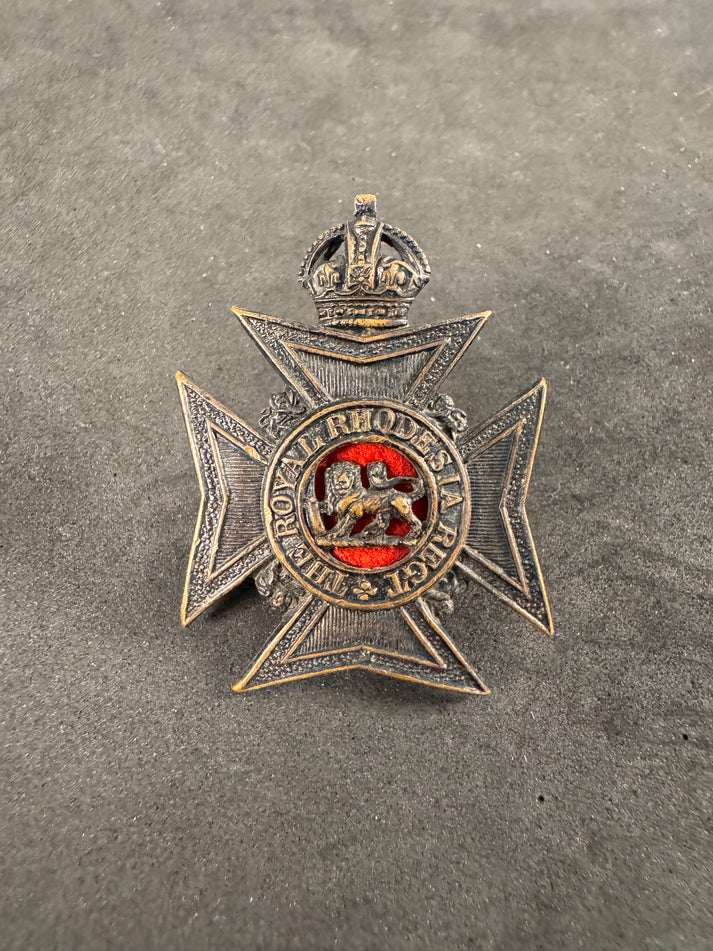 WW2 British Colonial Rhodesia Regiment Cap Badge – Medals-Militaria