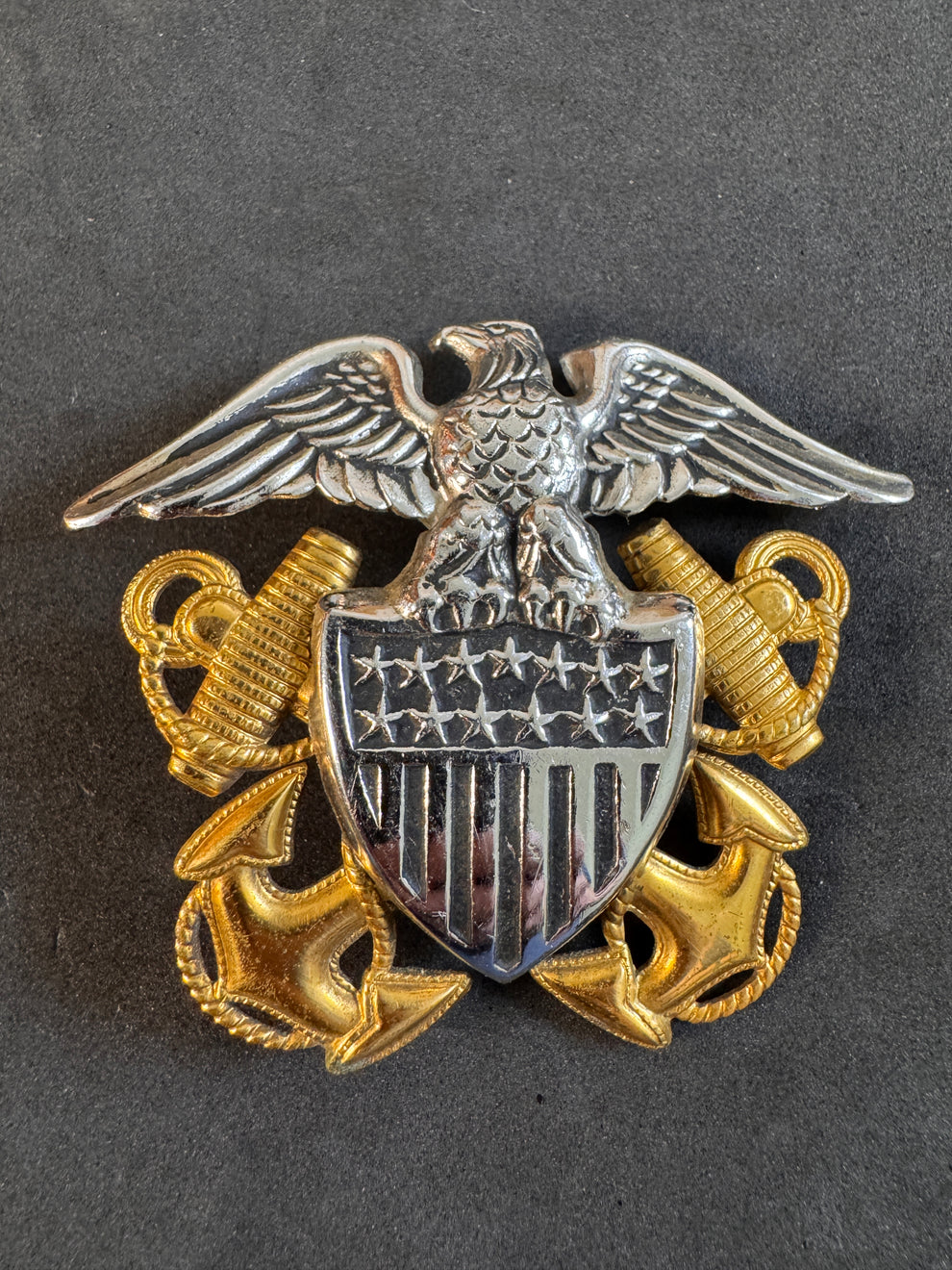 WW2 United States Navy (USN) Officer's Cap Badge – Medals-Militaria