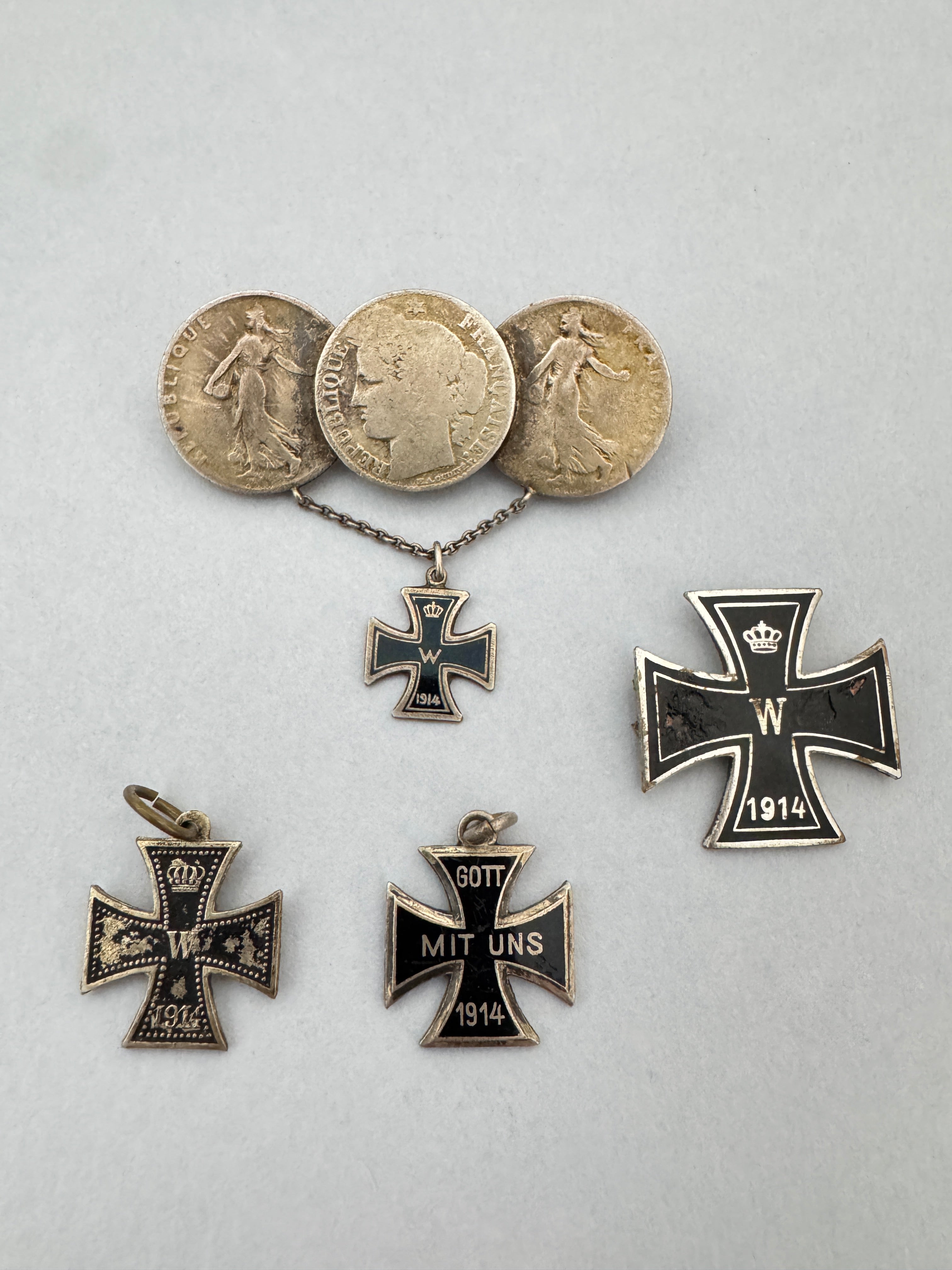 WW1 German Iron Cross Sweetheart Brooch Charms Badges – Medals-Militaria
