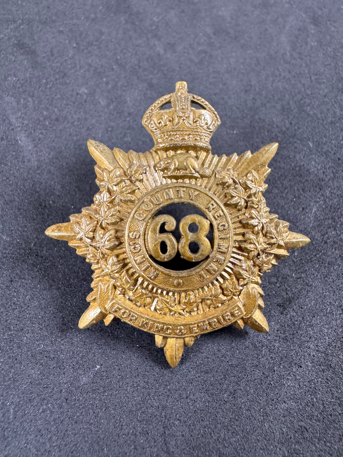 WW1 Canadian Army 68th King's County Regiment Cap Badge – Medals-Militaria